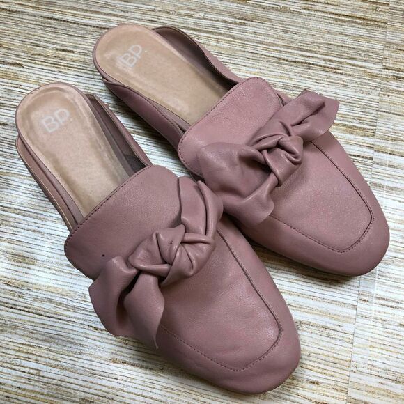 bp | Shoes | Ee3bp By Nordstrom Square Toe Maddy Bow Leathermules Blush ...